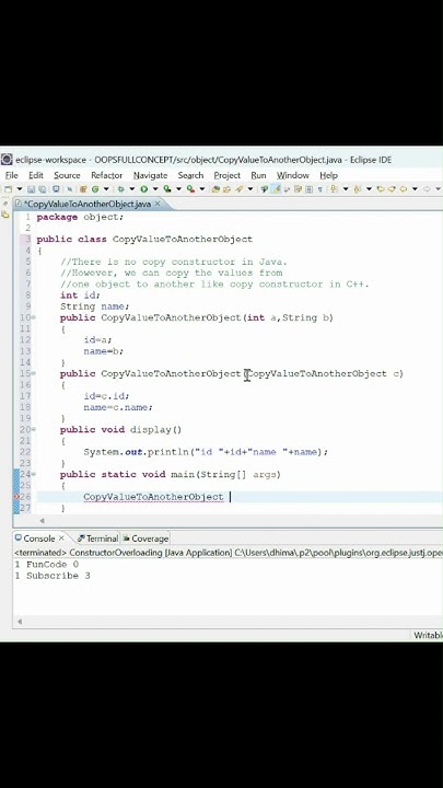 Copy Constructor With Another Technique In Javajavaprogramming Javaprogrammingtutorial