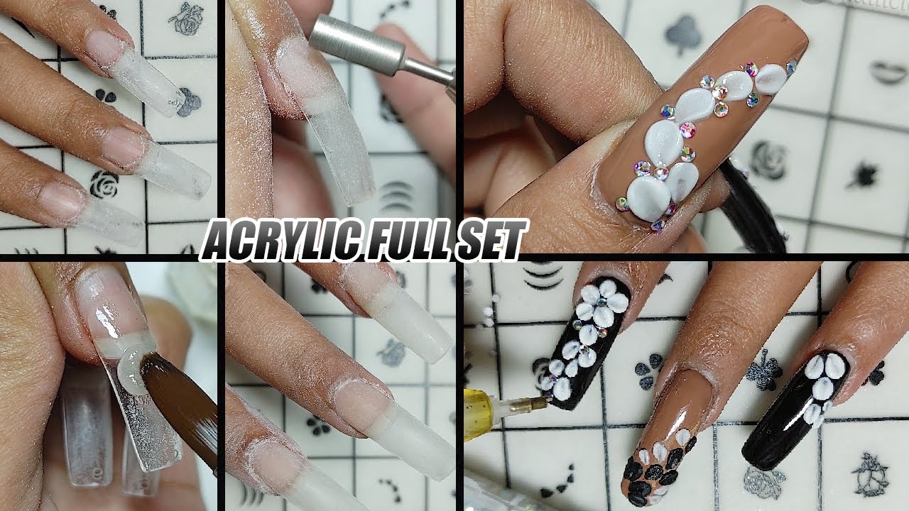 How to do Acrylic nails | acrylic nail tutorial + 3d nail art - YouTube