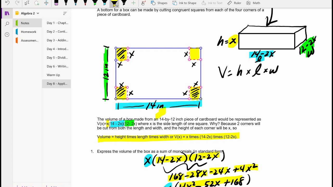 Algebra 2 - Application of Polynomial Functions - YouTube