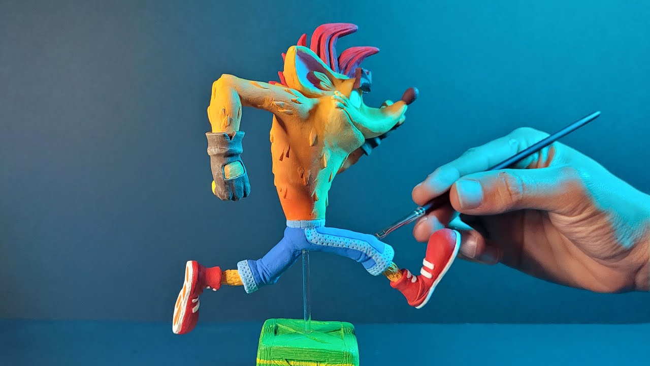 Sculpting An Epic Crash Bandicoot Diorma With Polymer Clay - YouTube
