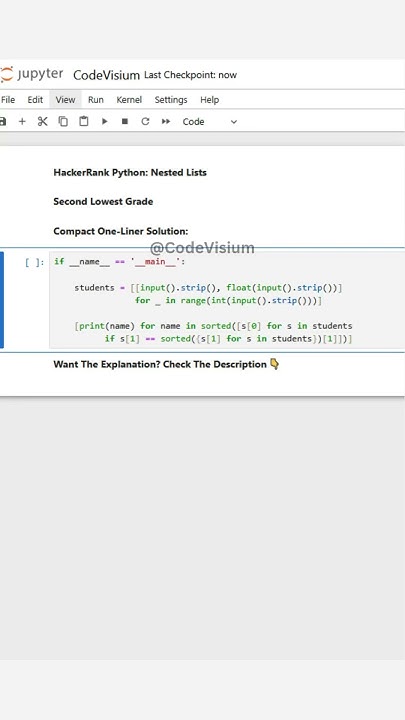 Finding Students with Second Lowest Grade – One-Liner Version #Python #HackerRank #NestedLists ...