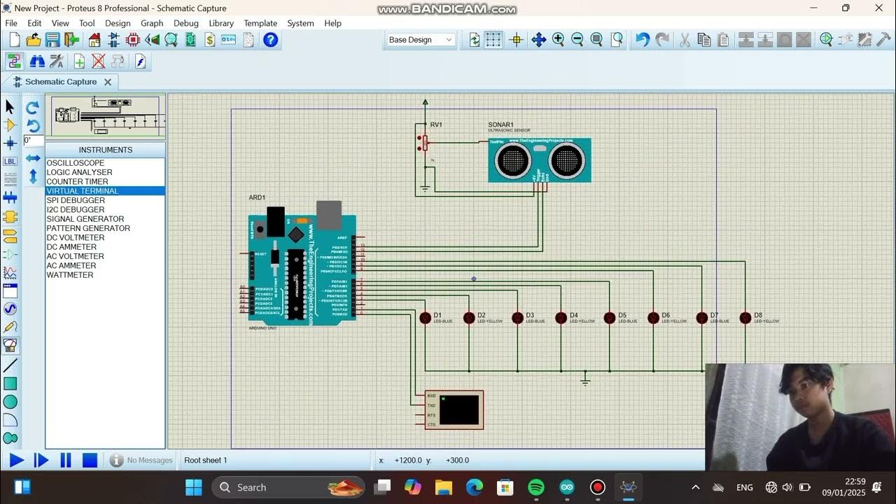 cara membuat les sensor dengan ultrasonic pada proteus 8 dan arduino ...