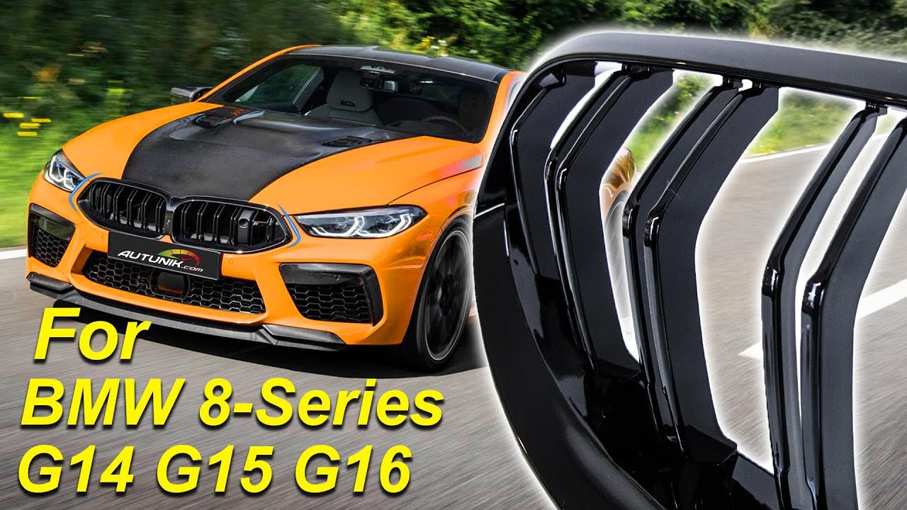 Autunik.com - Glossy Black Front Kidney Grille For BMW 8-Series G14 G15 ...