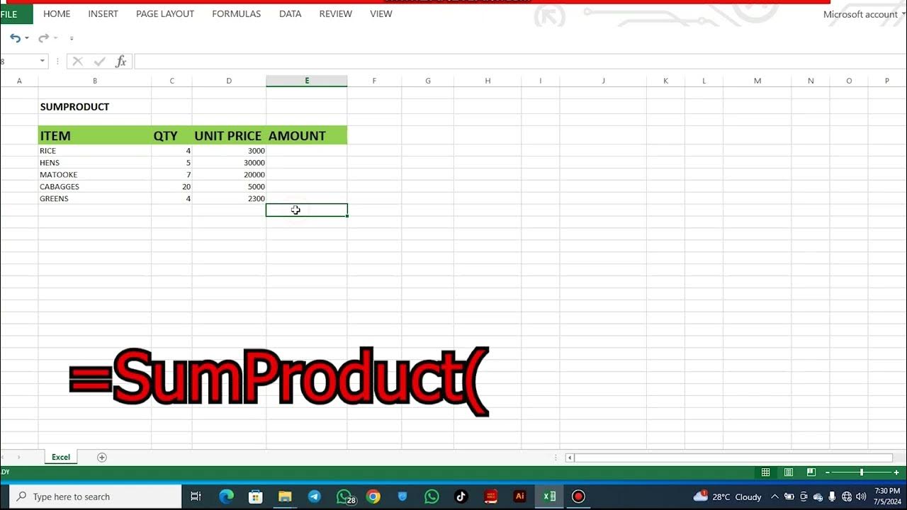 How to use SumProduct function in Excel - YouTube