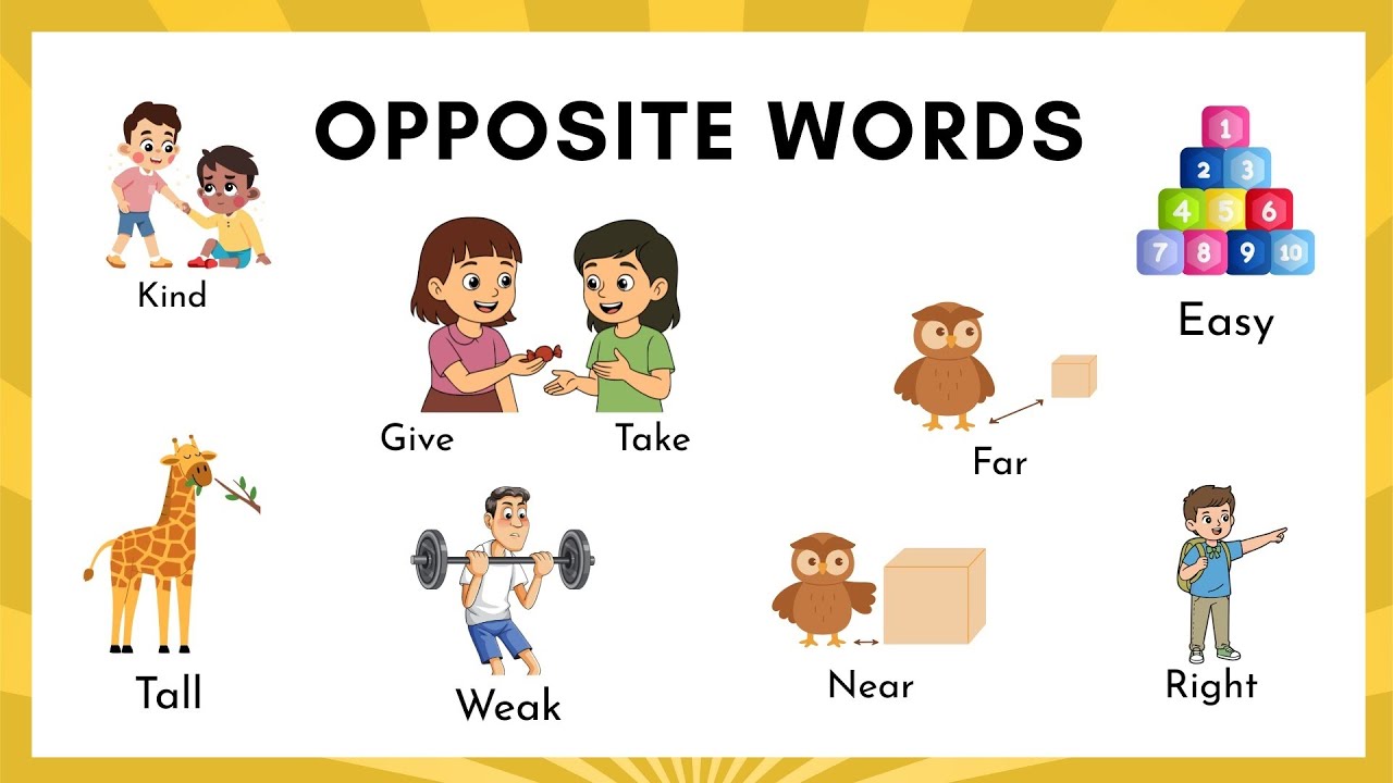 Learn Opposite Words in English for Kids | Fun Antonyms Learning Video ...
