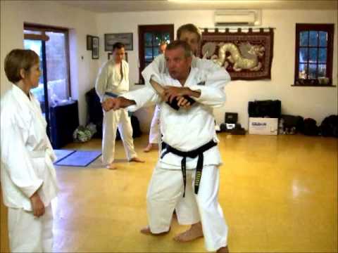 Tom Hill's Karate Dojo; Back grab defense, Groin attack - YouTube