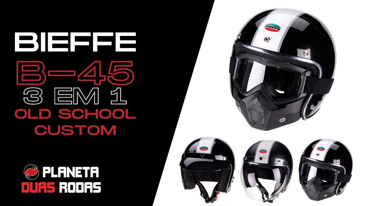 Capacete Custom Old School Bieffe B45 B-45 Vintage 3 em 1 - Estilo e ...