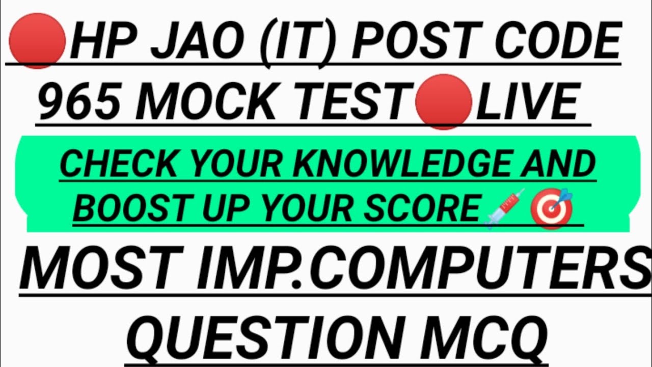 🎯HP JAO IT FULL MOCK TEST || 😲JAO IT CODE 965 COMPUTER QUESTION ...