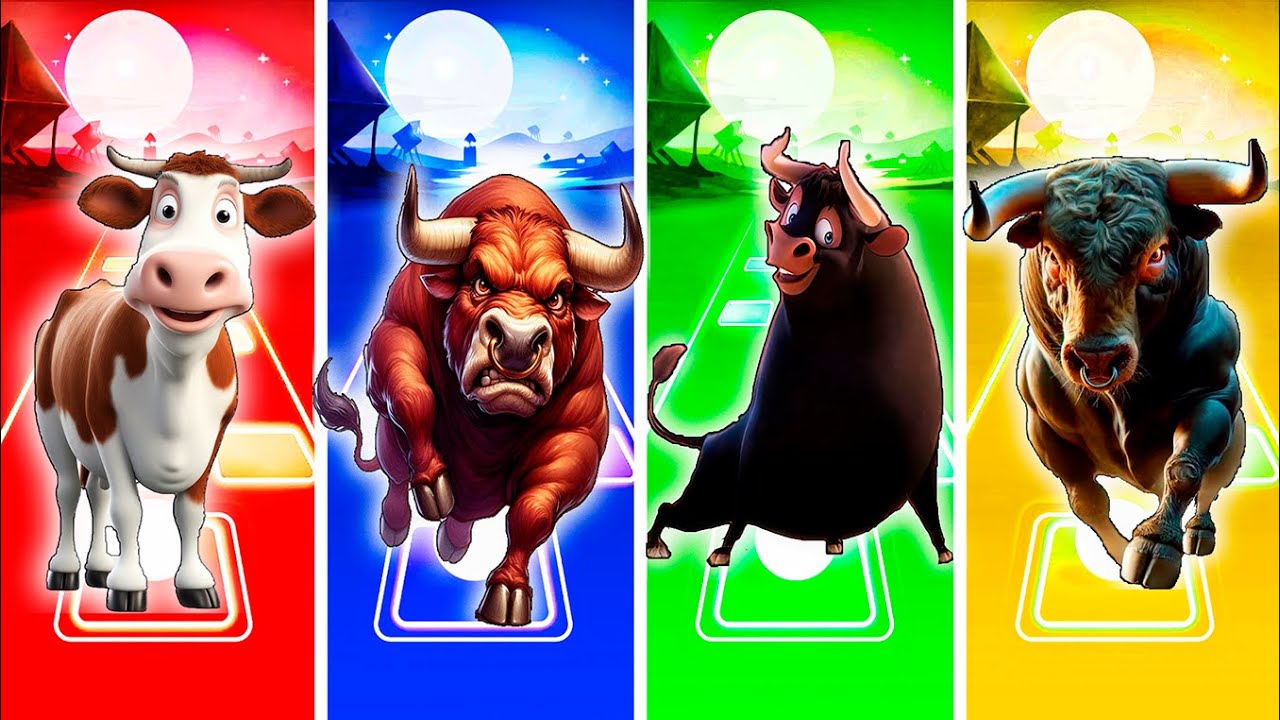 Funny Cow 🆚 Funny Buffalo 🆚 Funny Ferdinand 🆚 Funny Bull 🔴Tiles Hop EDM ...