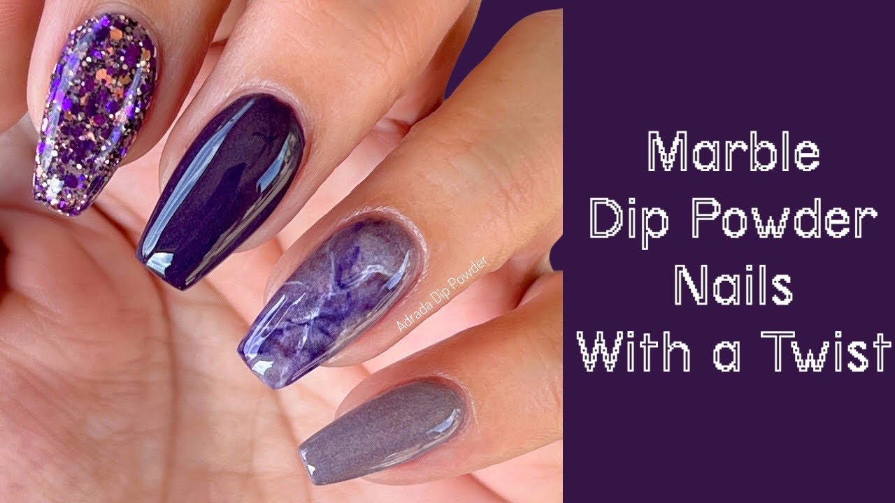 Marble Dip Powder Nails With a Twist ~ Adrada Dip Powder - YouTube