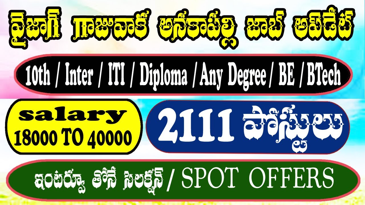 MEGA JOB DRIVE FOR FRESHERS | వైజాగ్ అనకాపల్లి JOB INTERVIEWS | MEGA ...