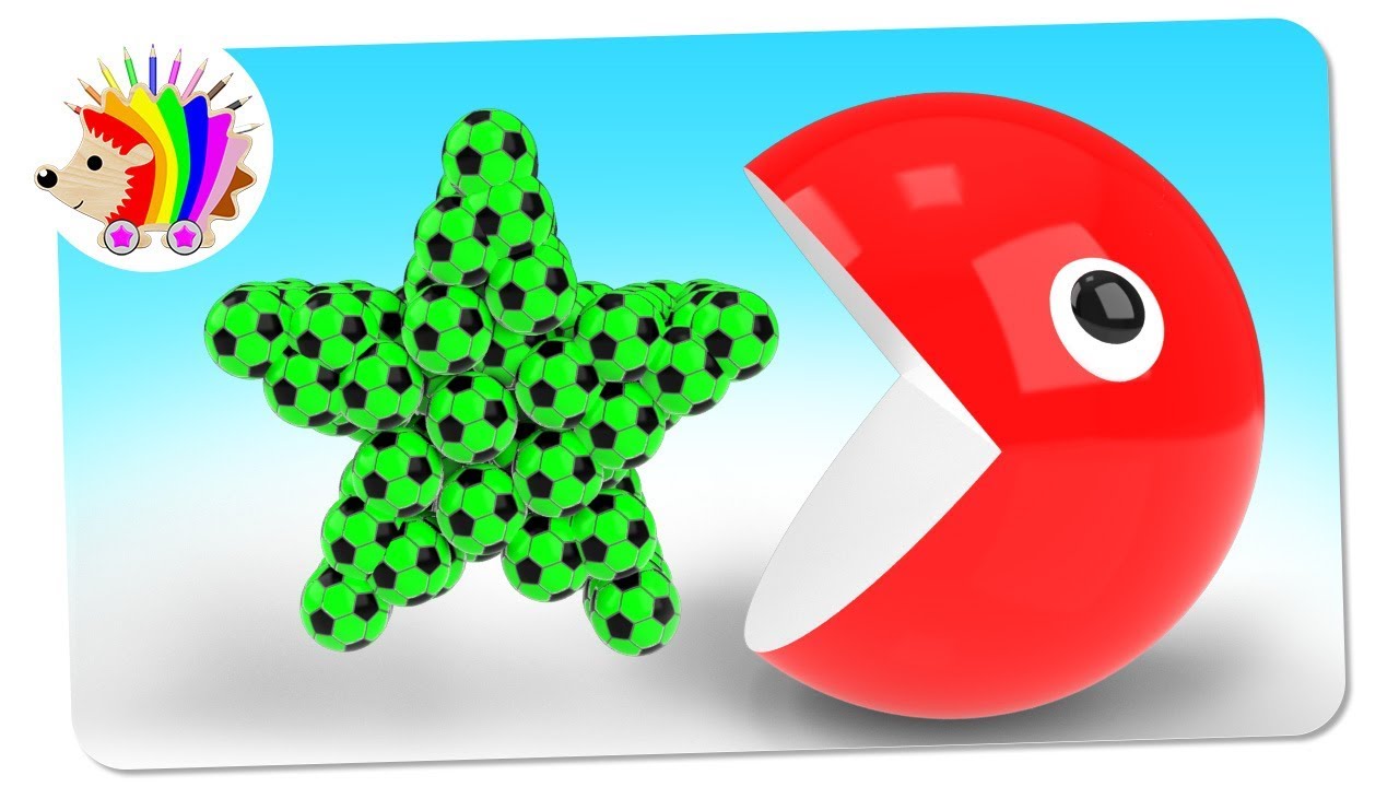 Learn Colors and Shapes from Soccer Balls with Pac-Man | January 2018 ...