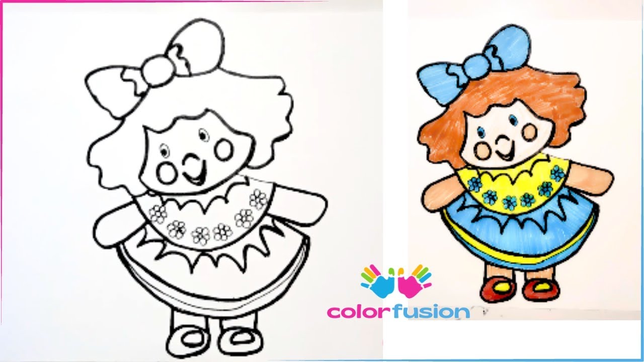 How to Draw a Cute Doll | Easy Drawing and Coloring | Step by Step ...