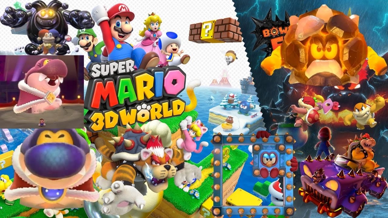 Super Mario 3D World: All Bosses!!!!! - YouTube