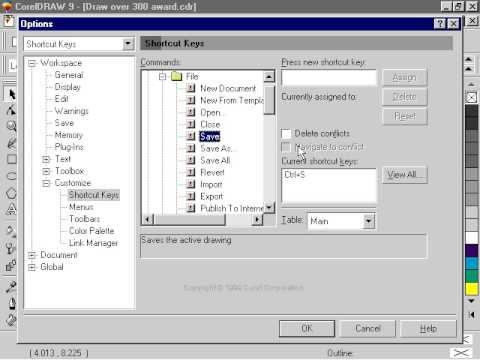 CorelDraw 9 for PC - shortcut keys - YouTube