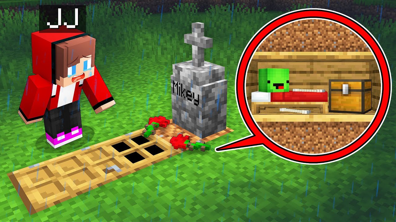 Jj Found Mikeys Scary Grave Base In Minecraft Maizen Youtube