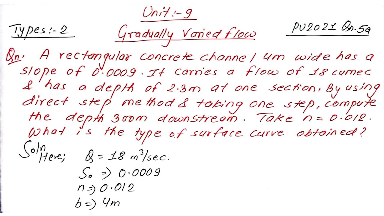 Unit:9 | Gradually Varied Flow | Types:2 | Hydraulics | BE Civil | 4th ...