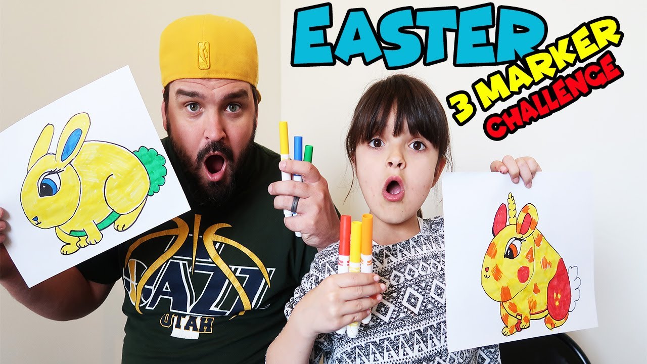 3 Marker EASTER BUNNY Challenge - YouTube