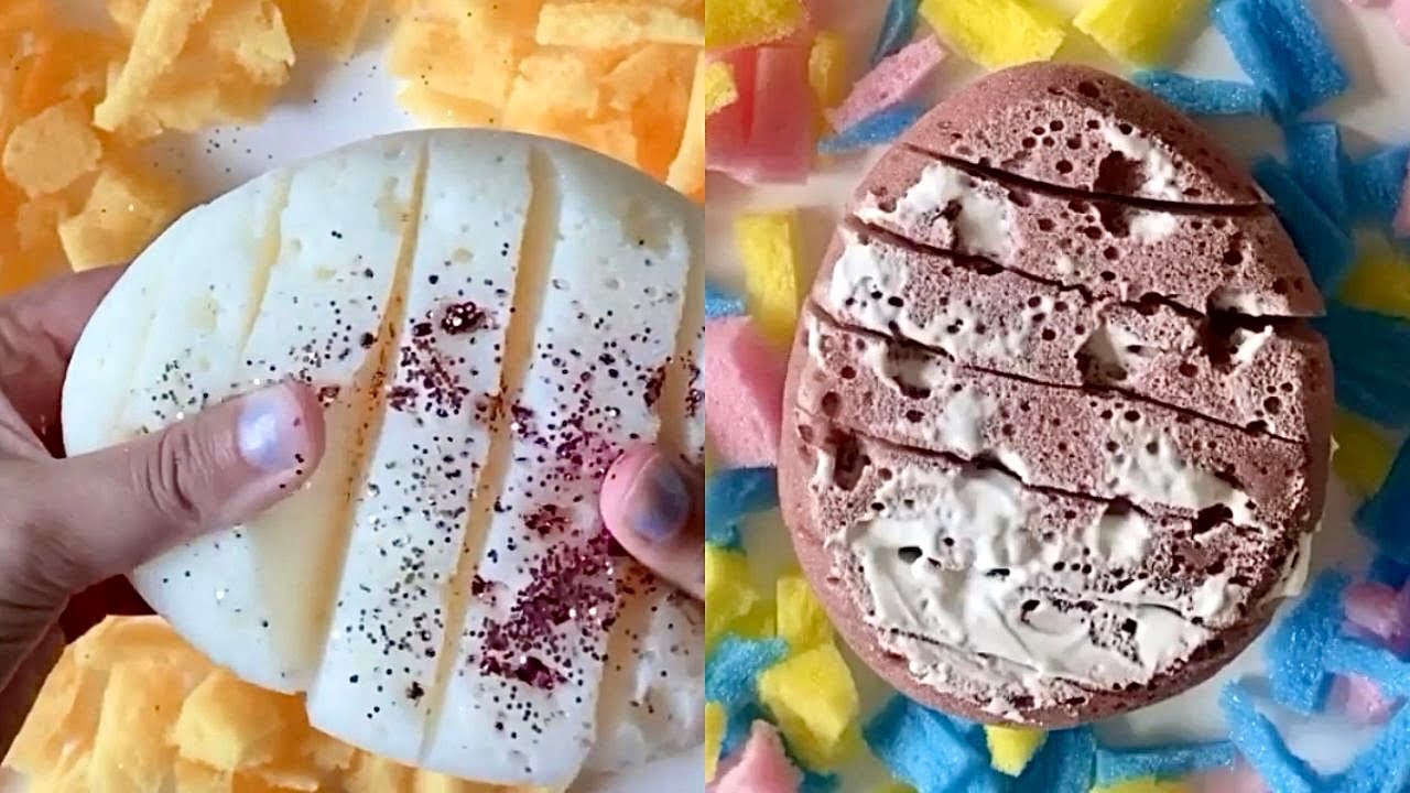 ASMR 🧽 Crispy bath sponge ripping and slicing - oddly satisfying - YouTube