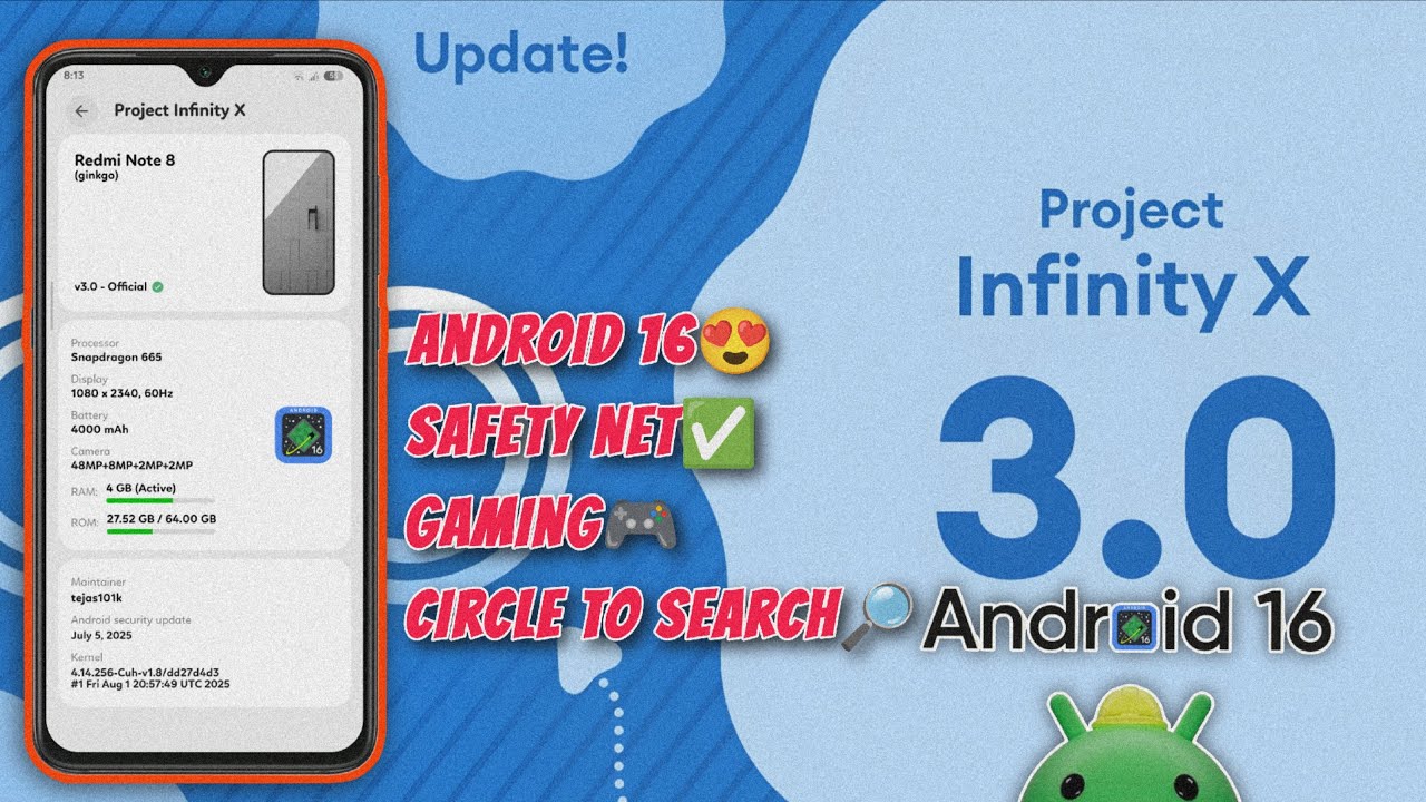 🔥 Infinity X ROM Android 16 for Redmi Note 8 – BEST Custom ROM ...