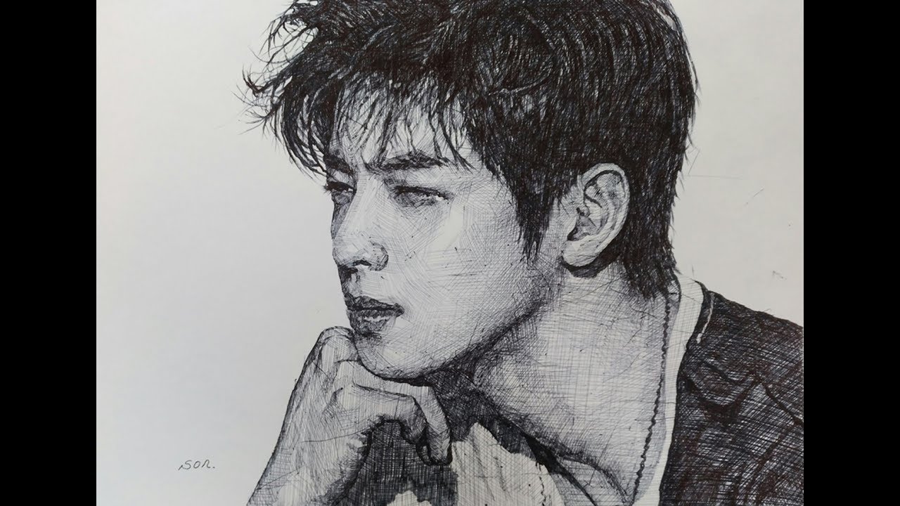ASTRO "Cha Eun Woo" Ballpen Drawing / 아스트로 "차은우" 볼펜드로잉 - YouTube