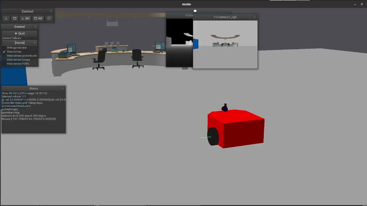MVSim demo: simulation of RGB+D camera with ROS interface - YouTube