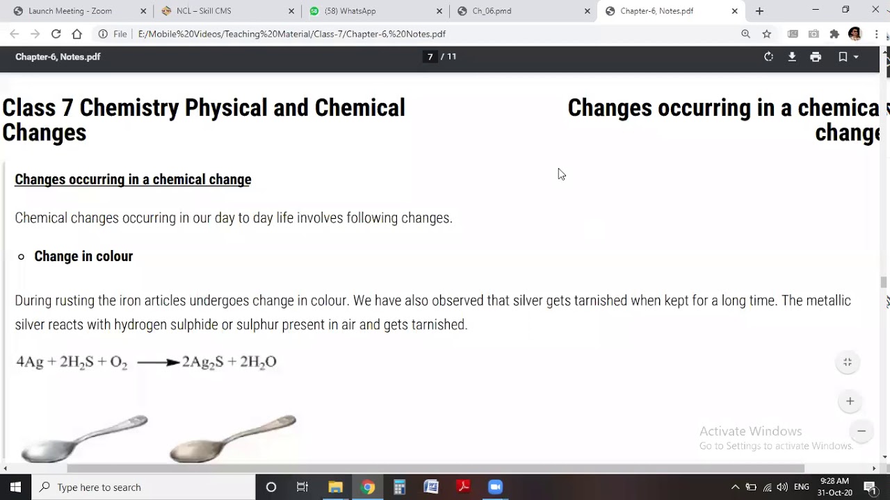 Changes occurring in chemical changes and Prevention of Rusting Part-2 ...