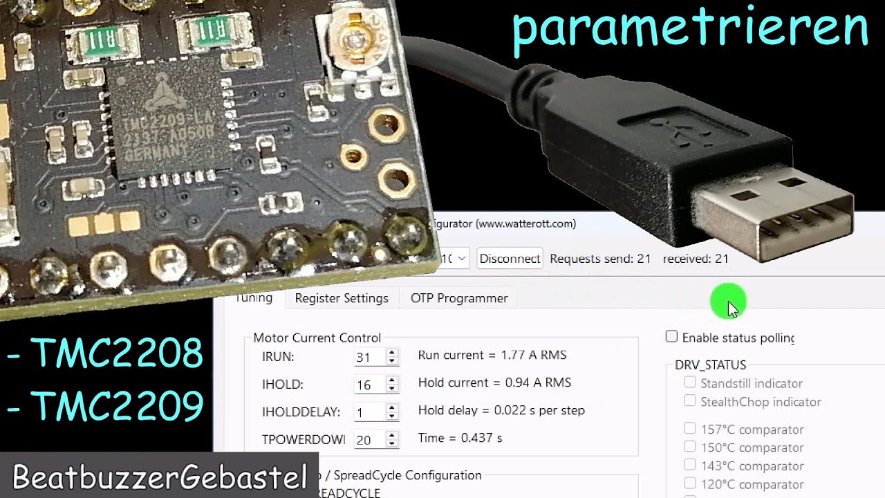 Trinamic TMC2209 mit UART Verbindung - mehr Funktionen - YouTube