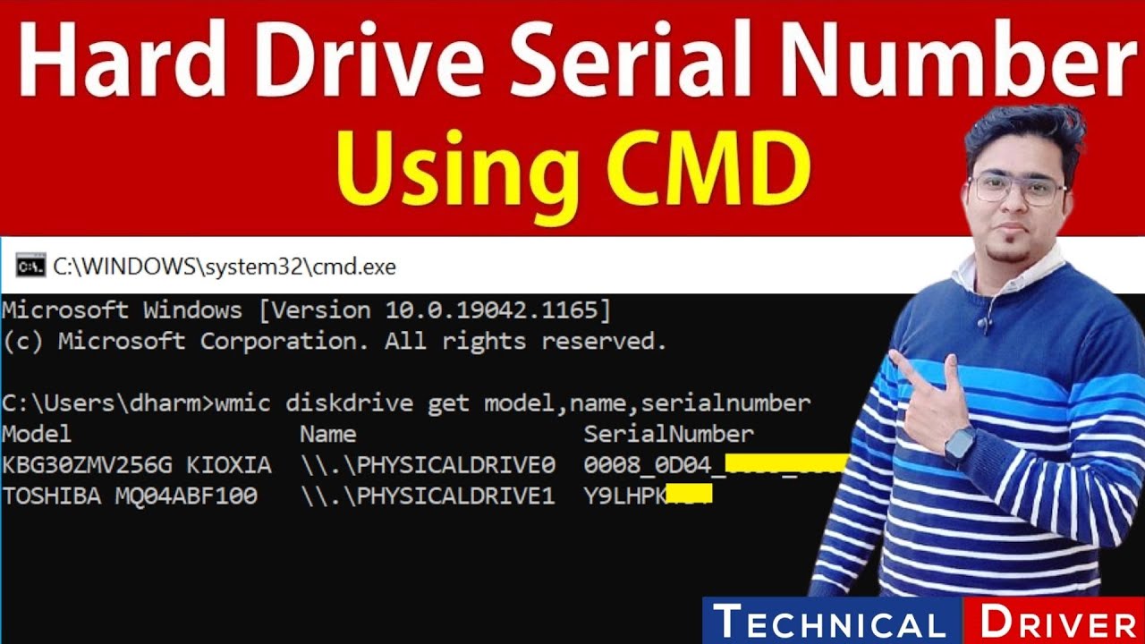 Find Hard Drive Serial Number by using Command Prompt [CMD] || In Hindi ...