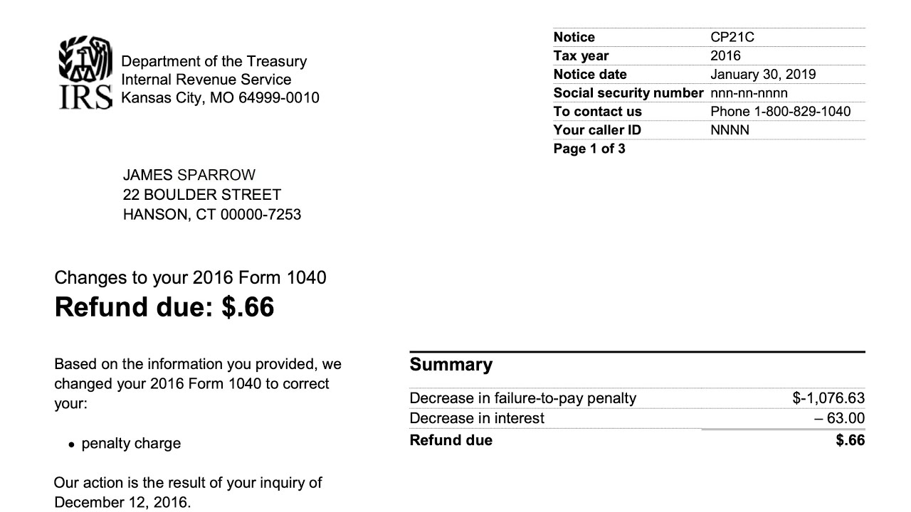 How to understand your CP21C Notice (IRS made the changes you requested ...