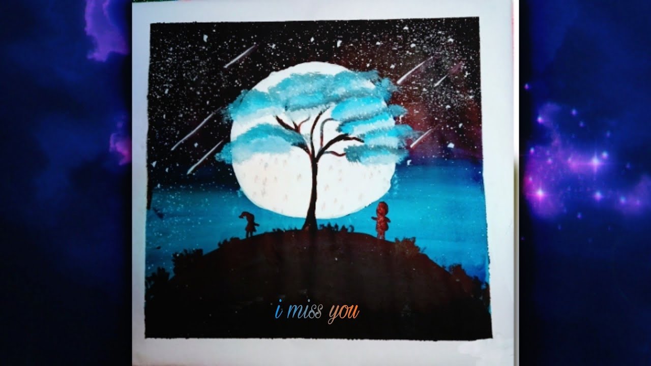 Moonlight Scenery || Painting Tutorial For Beginners - YouTube