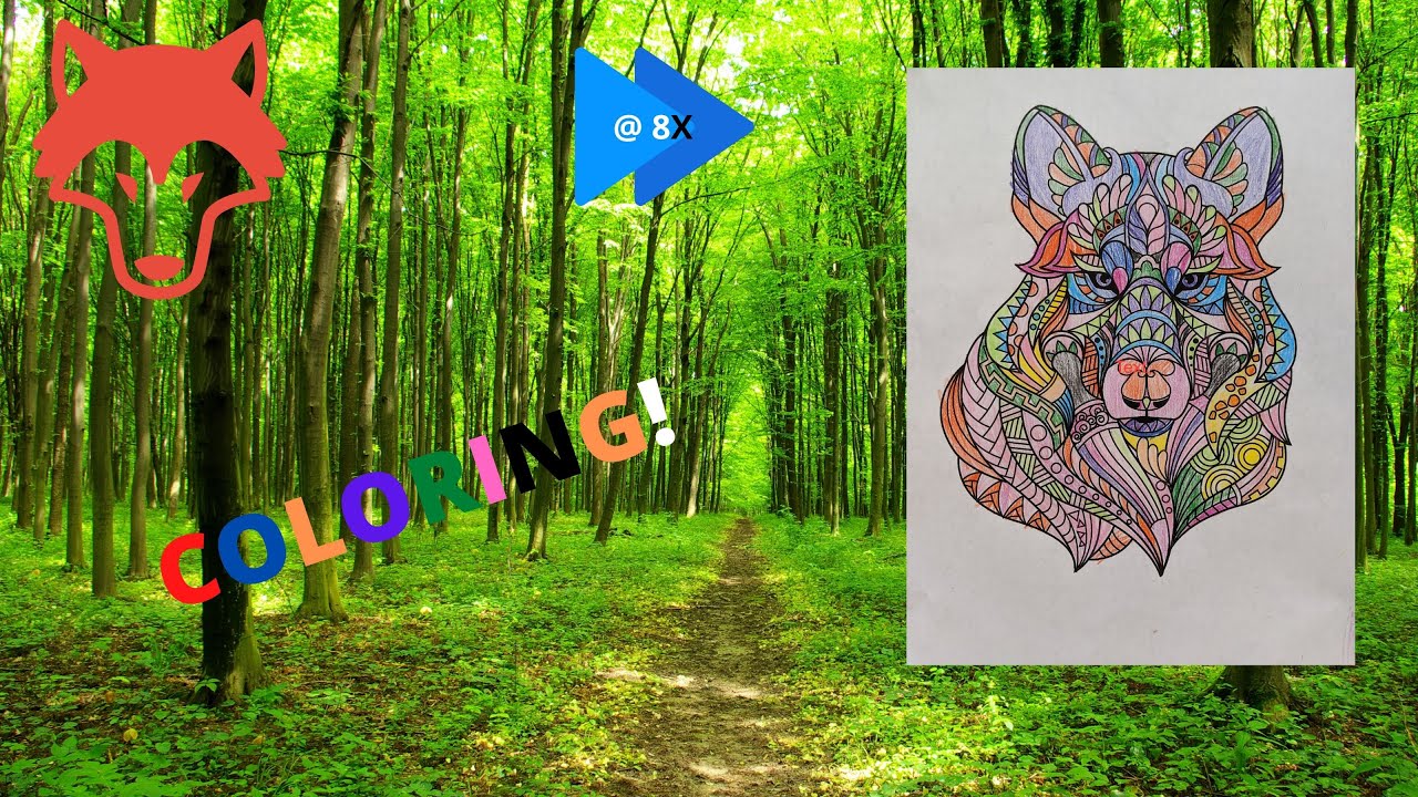 ASMR - COLORING THE WOLF !! AWESOME COLORING !! RELAXING TO WATCH ...