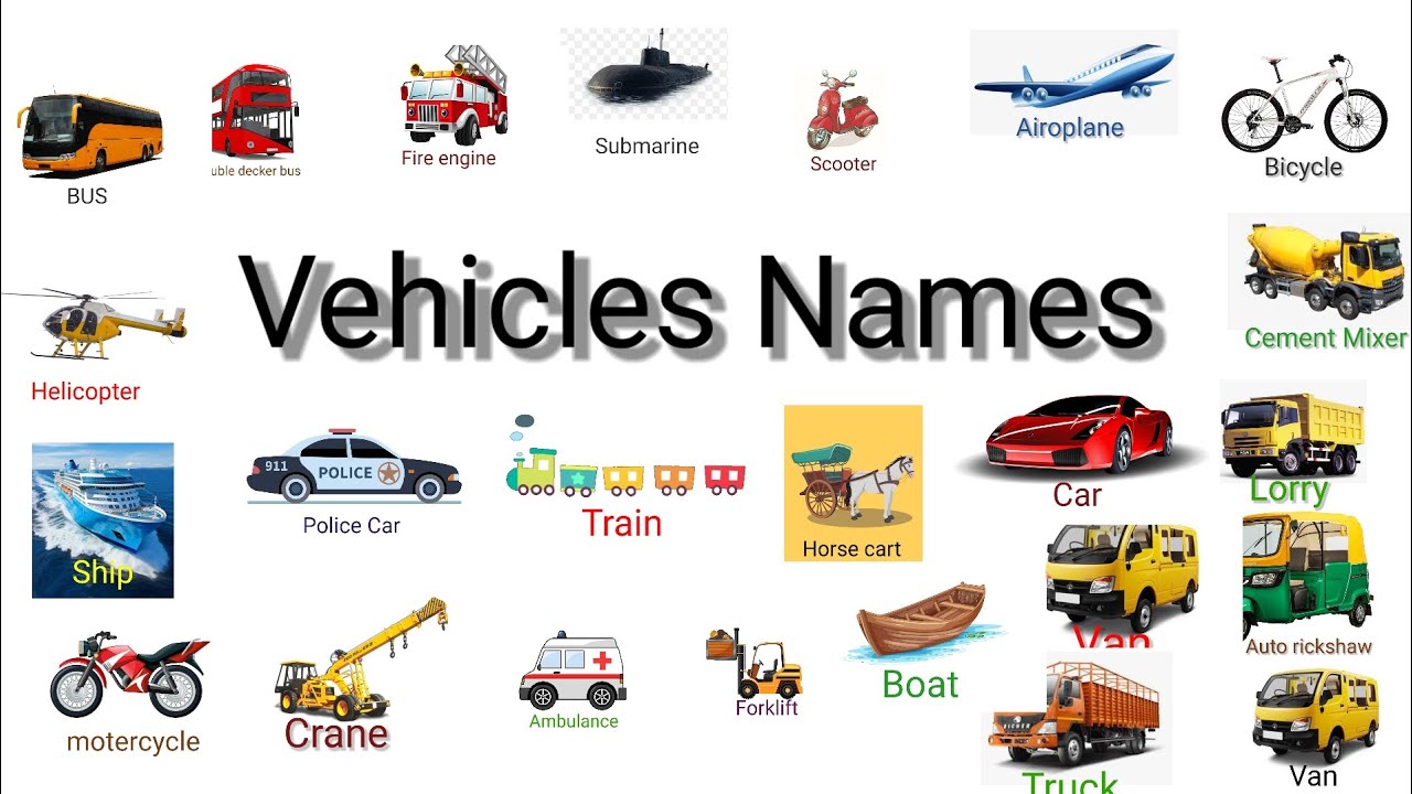 Vehicles Name in English | Type of vehicles| Transportation - YouTube