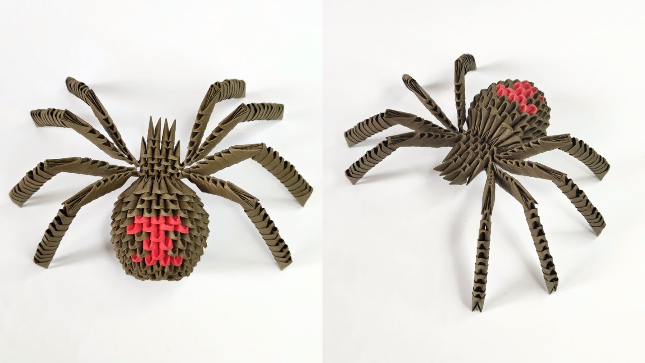 3D Origami MODULAR SPIDER | How to make a paper spider - YouTube