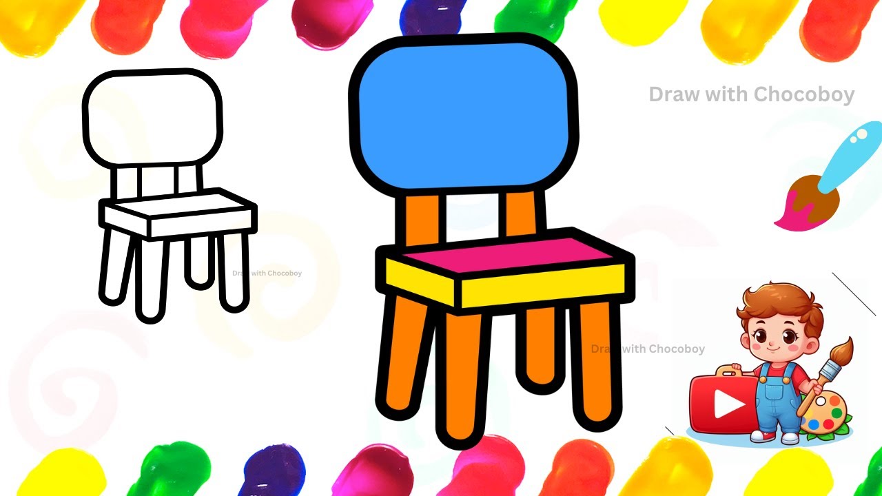 Chair🪑 ️ Drawing & Coloring for Beginners || How to draw a Chair ...
