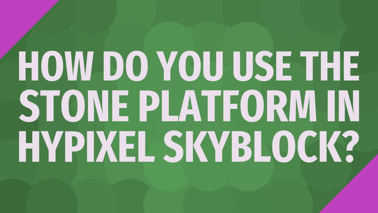 How do you use the stone platform in Hypixel SkyBlock? - YouTube