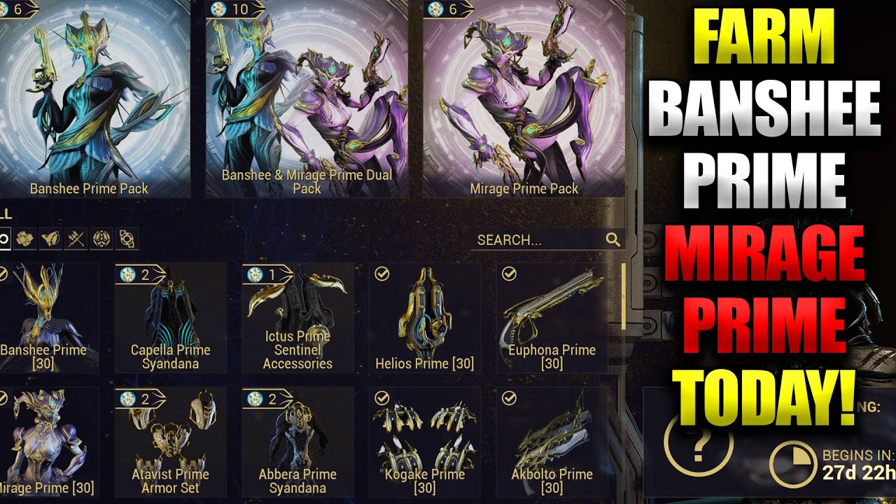 Farm Mirage Prime Banshee Prime Today! Warframe Prime Resurgence Is ...
