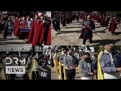 UNSEEN MOMENTS: Palestinian Scouts Parade in Bethlehem’s Manger Square on Christmas Eve 2025 | AK1B