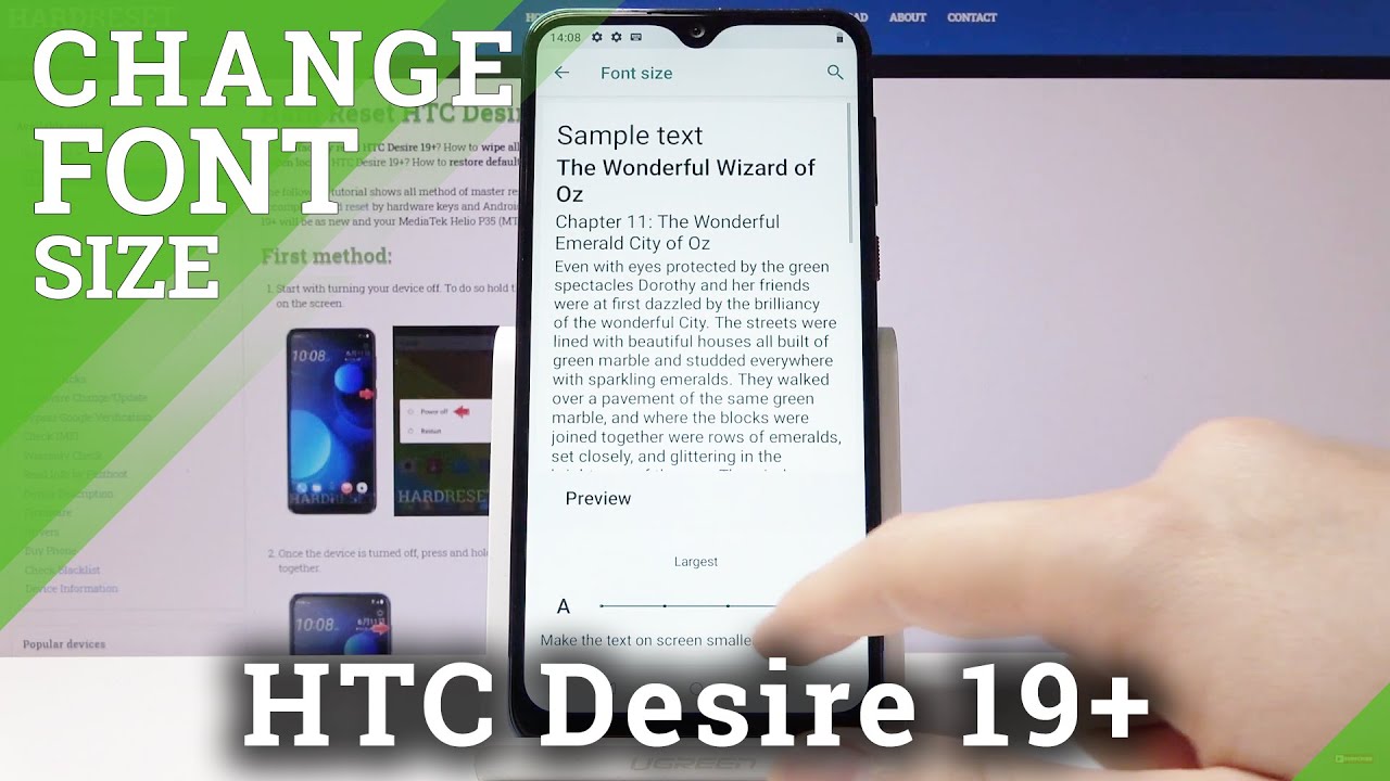 How to Change Font Size in HTC Desire 19+ | Enlarge Display Icons - YouTube