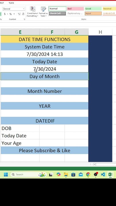 Excel Date Time Functions In Excel Excelformula Excelfunctions Excel Exceltips Youtube 