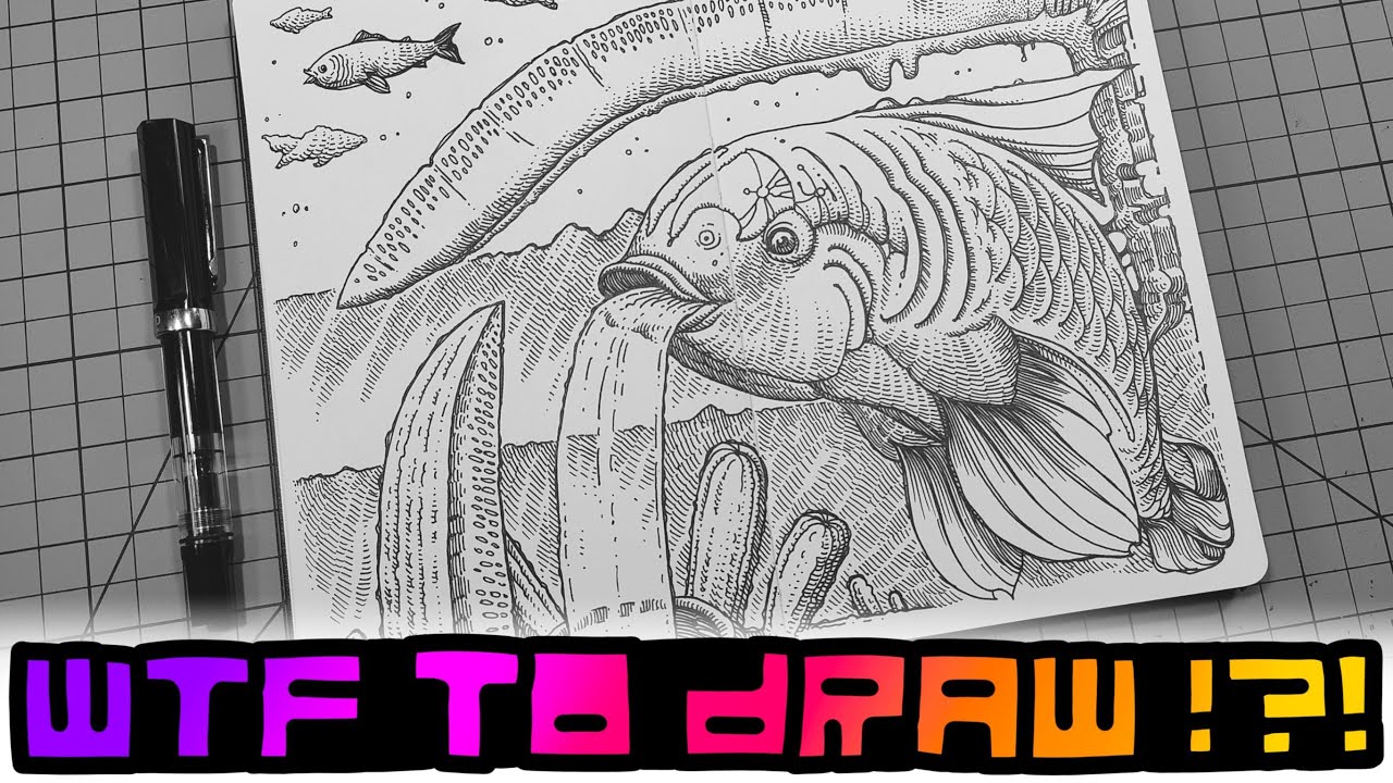 Fountain Pen Drawing - Pickles & Fish - YouTube