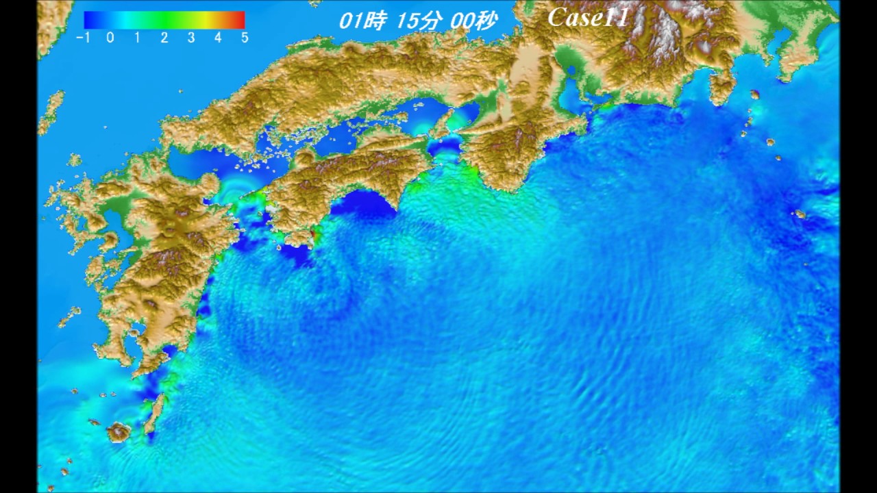 南海トラフm9巨大地震の津波シミュレーション(c11 Youtube