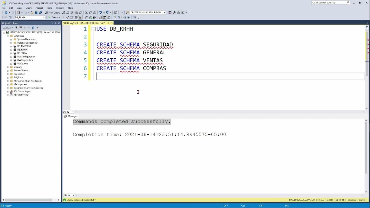 2. Crear un esquema con Sql server 2019 - YouTube