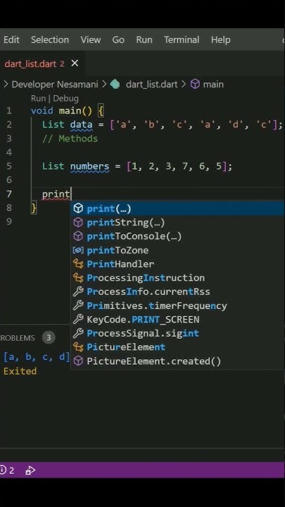 sort() method in List data type | Dart #shorts #short #shortvideo #flutter #dart #shortsvideo # ...