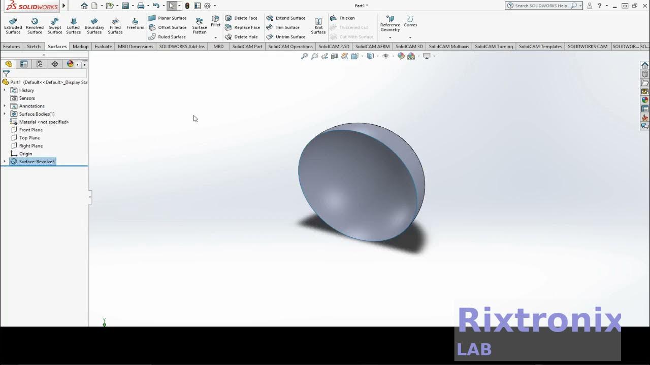 Creating hollow half full sphere Solidworks - YouTube