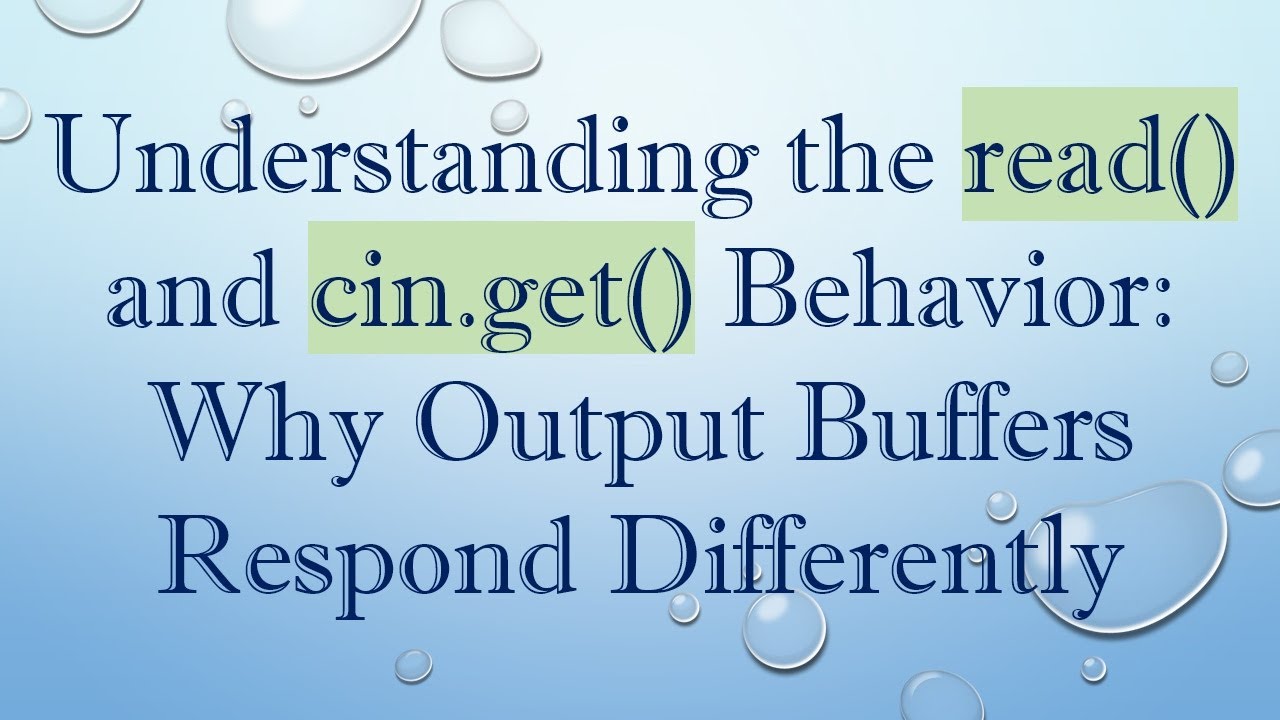 Understanding The Read And Cinget Behavior Why Output Buffers