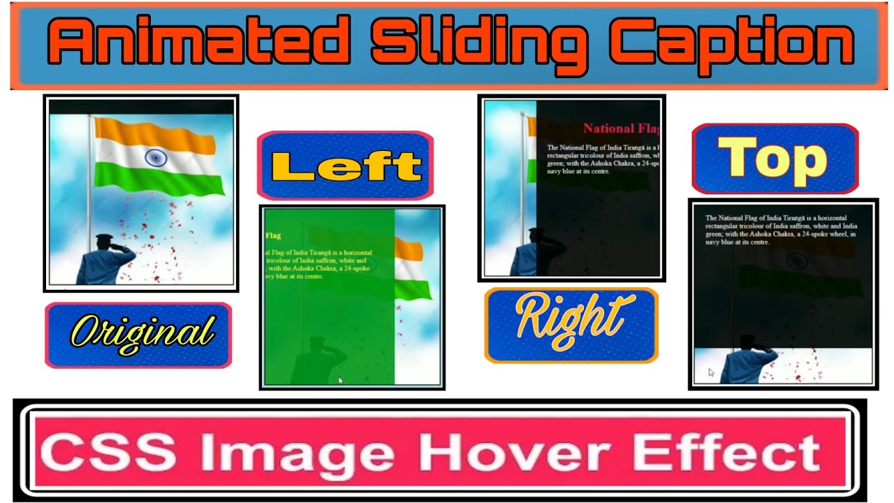 Css Image Hover Effect With Sliding Caption Using Html And Css Youtube