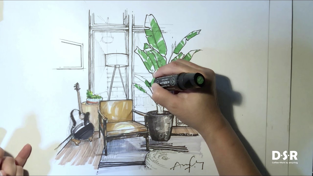 Freehand Rendering with Markers - YouTube