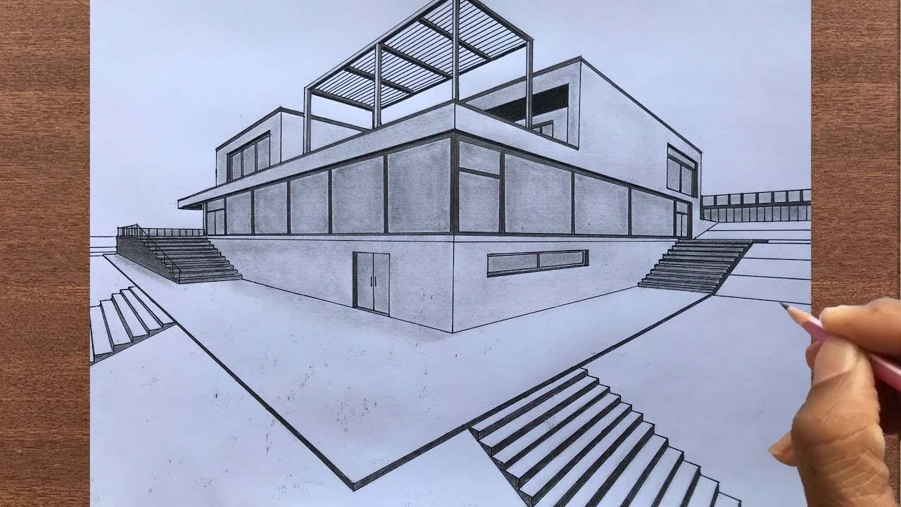 How to Draw a Building in 2-Point Perspective - YouTube