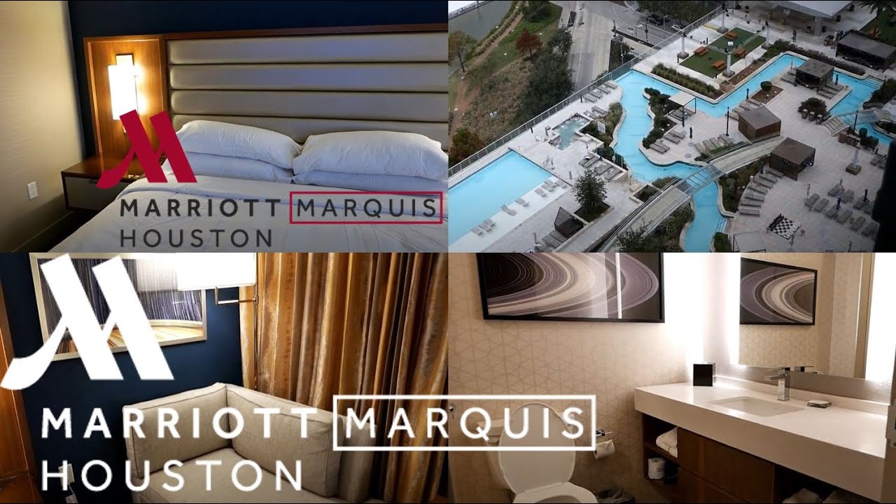 Marriott Marquis Houston - Room Tour with Lazy River Pool View ...